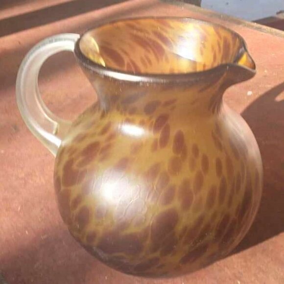 Art | Handblown Art Glass Pitcher With Satin Leopardtortoise Pattern ...
